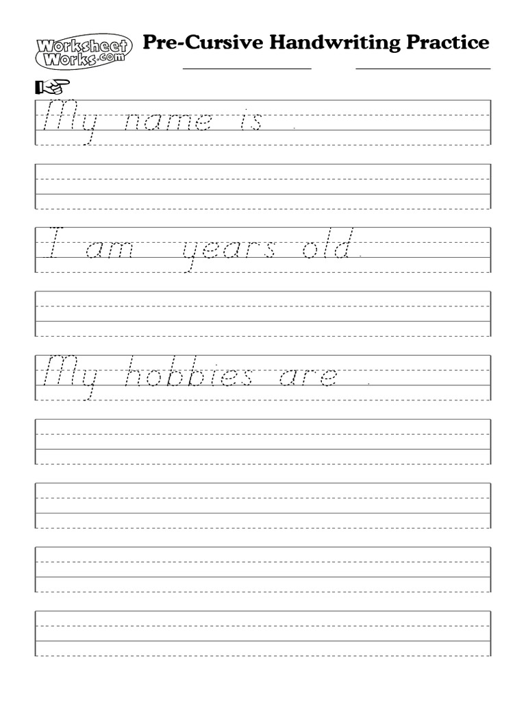 WorksheetWorks PreCursive Handwriting Practice 1 | PDF
