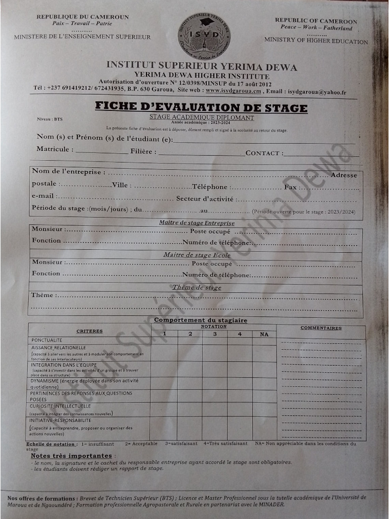 Fiche de Notation | PDF