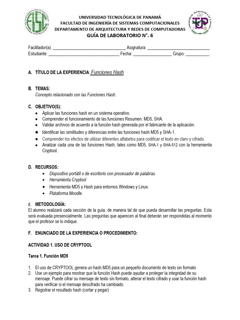 Guía de Laboratorio: Funciones Hash | PDF | Archivo de computadora | Programa de computadora