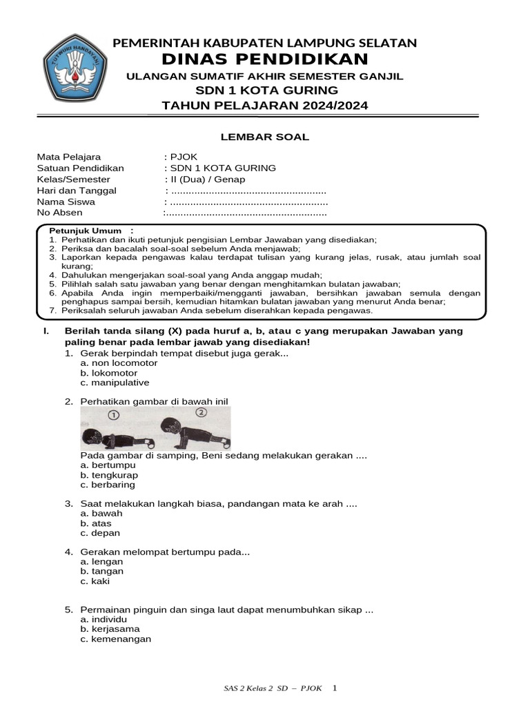 Sas 2 Kelas 2 - Pjok | PDF | Olahraga & Rekreasi