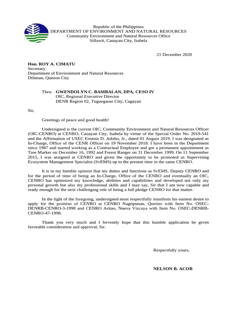 Application for CENRO Position | PDF | Home & Garden | Science ...