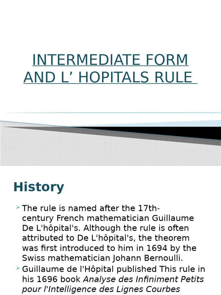 Intermediate Form and L' Hopitals Rule | PDF | Functions And Mappings ...