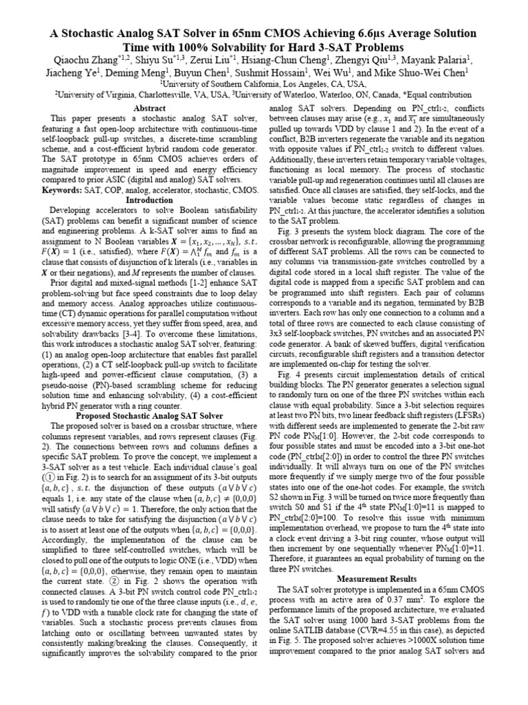 Stochastic Analog SAT Solver | PDF | Computer Engineering | Electronics