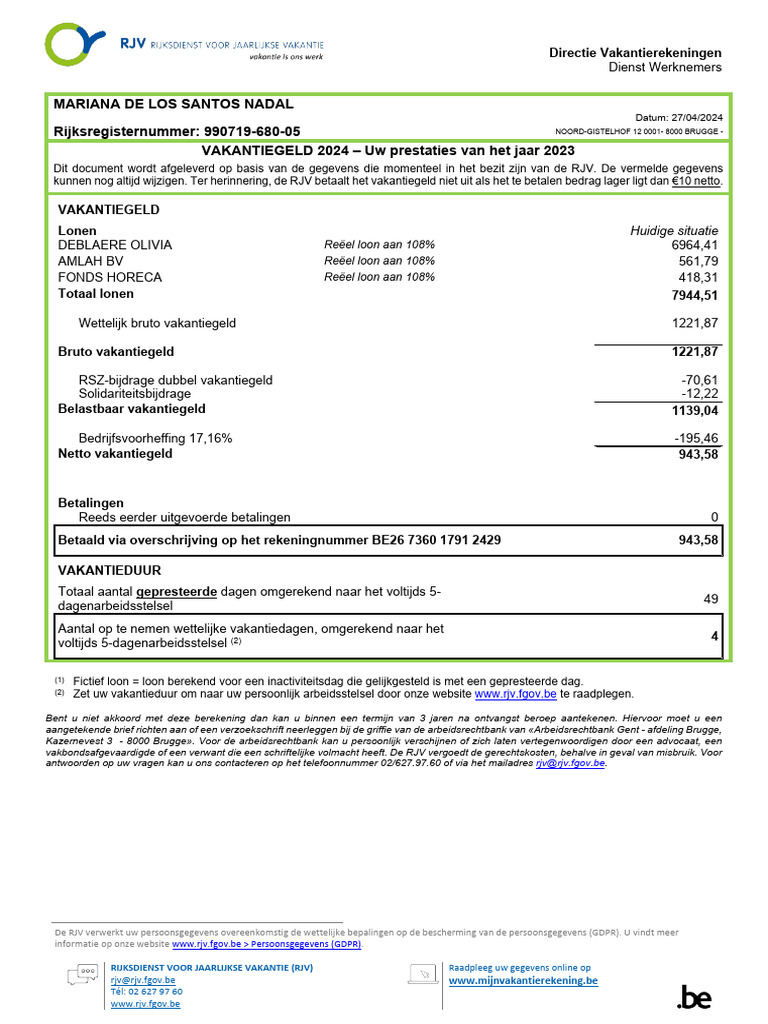 Mariana de Los Santos Nadal Rijksregisternummer: 990719-680-05 ...