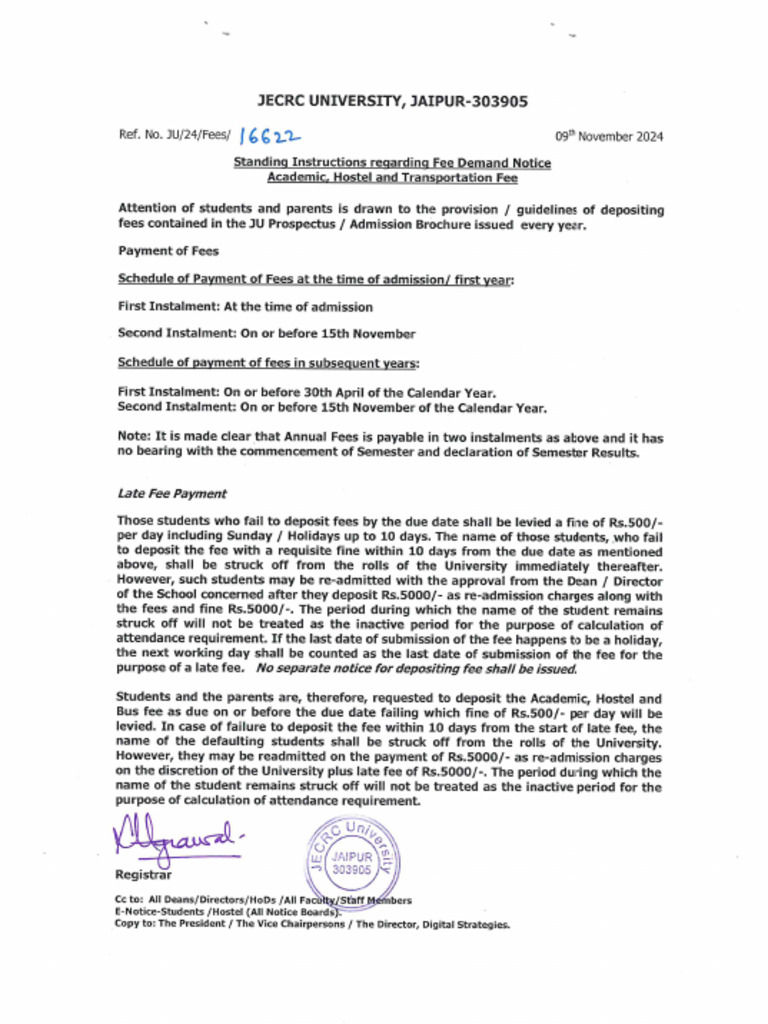 Notice-Late Fee Payment | PDF