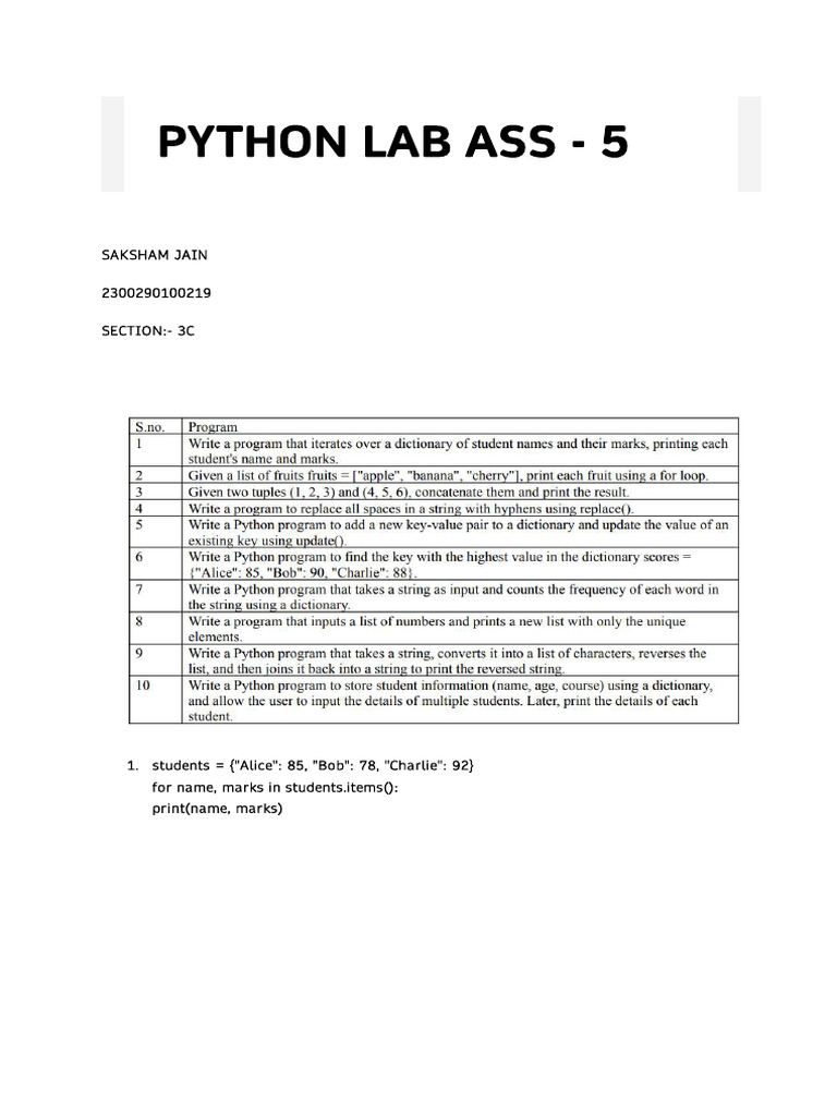 Python Lab Assignment 5 Saksham | PDF