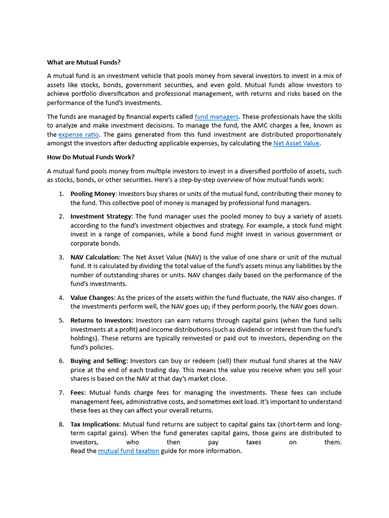 Understanding Mutual Funds Basics | PDF | Investment Fund | Mutual Funds