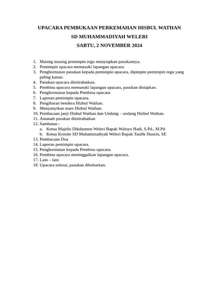 Upacara Perkemahan Hisbul Wathan | PDF | Perjalanan