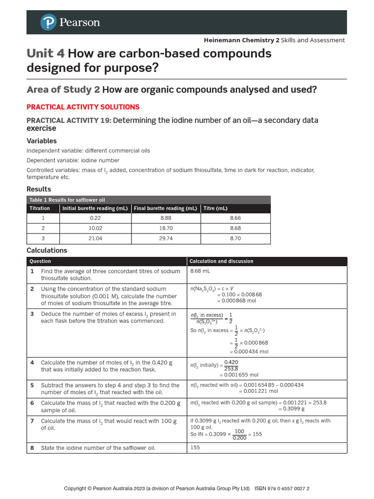 Heinemann Chem 2 SAB Unit 4 AoS 2 practical activity solutions | PDF | Hydrogen Peroxide | Catalysis