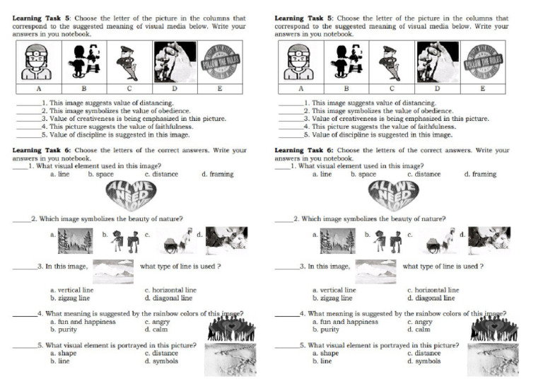 Visual Elements Worksheet | PDF