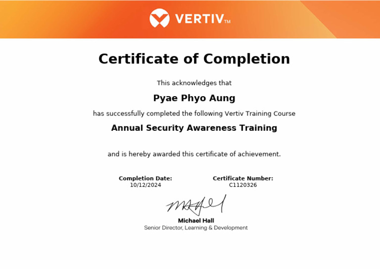 7 14268 1728699631 Vertiv Global Training Courses Certificate | PDF
