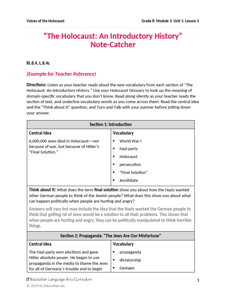 G8M3U1L03 ModuleLessons-f-Notecatcher Teacher | PDF | Nazi Germany ...