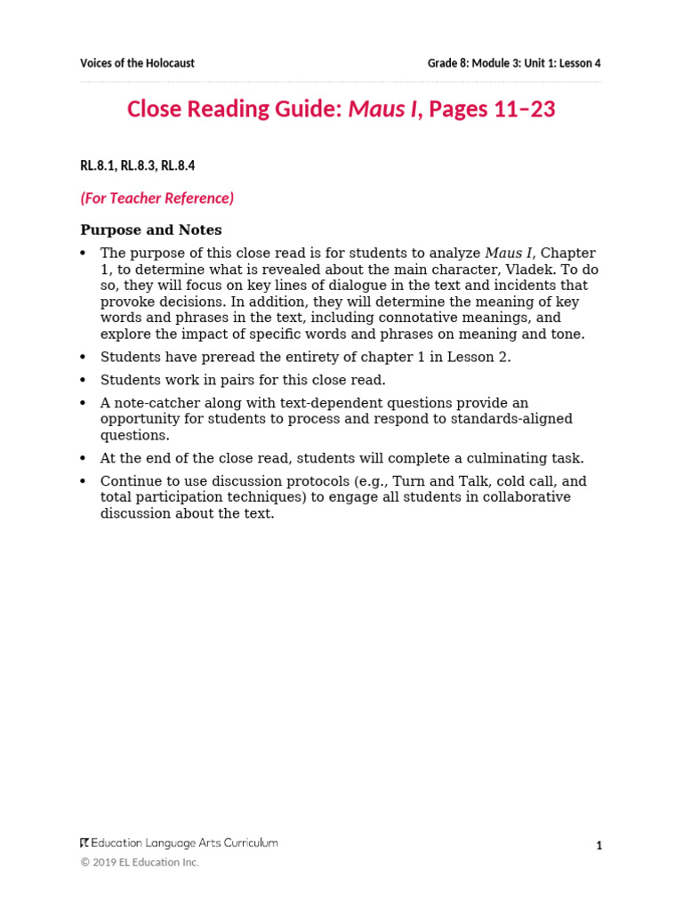 Analyzing Vladek's Character in Maus I | PDF