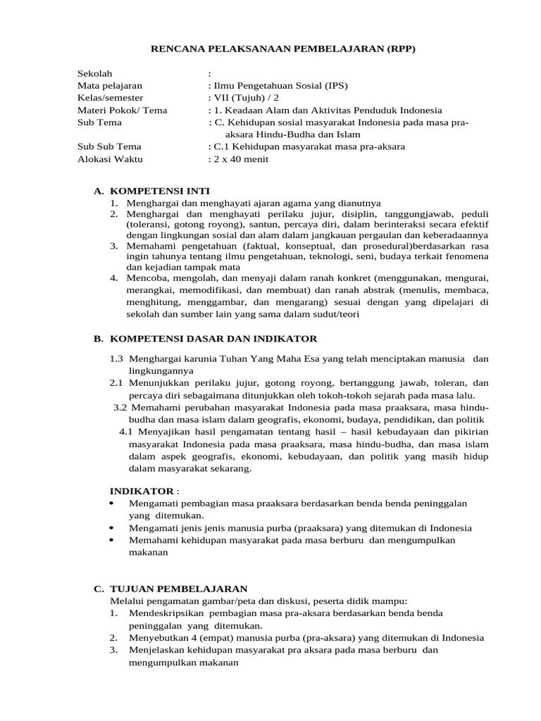 RPP Kelas 7 Ganjil | PDF