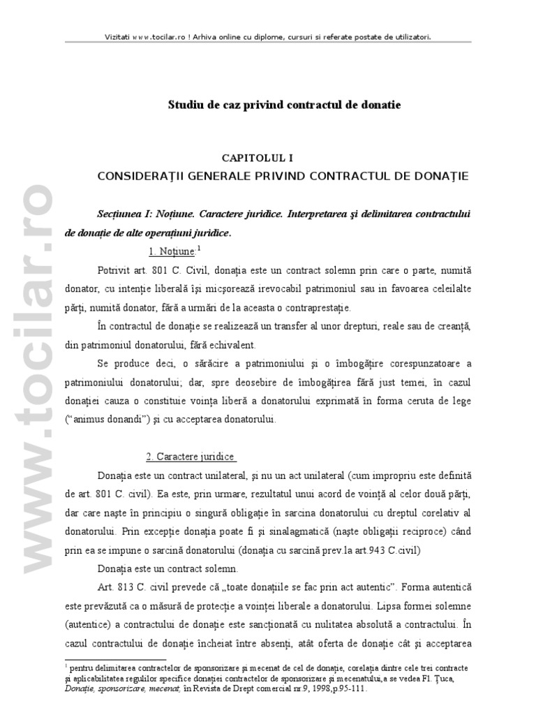 Contractul de donatie