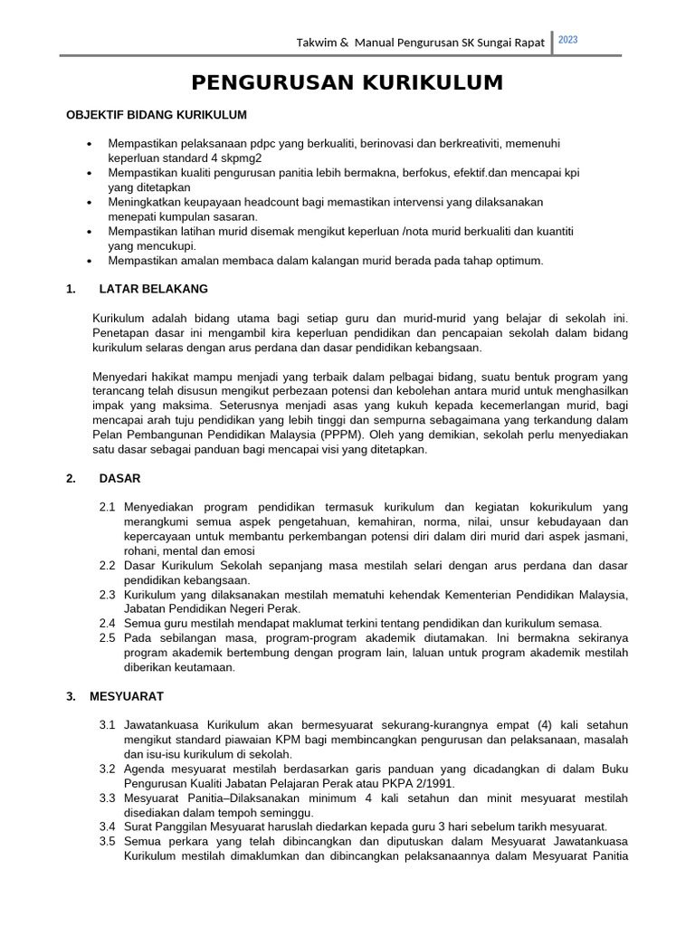 Pengurusan Kurikulum 2024 | PDF