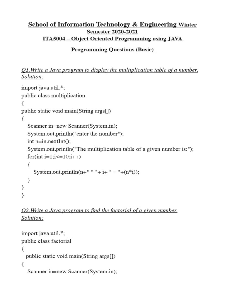 Java Basic Questions | PDF | Integer (Computer Science) | Numbers Java Basic Questions | PDF | Integer (Computer Science) | Numbers