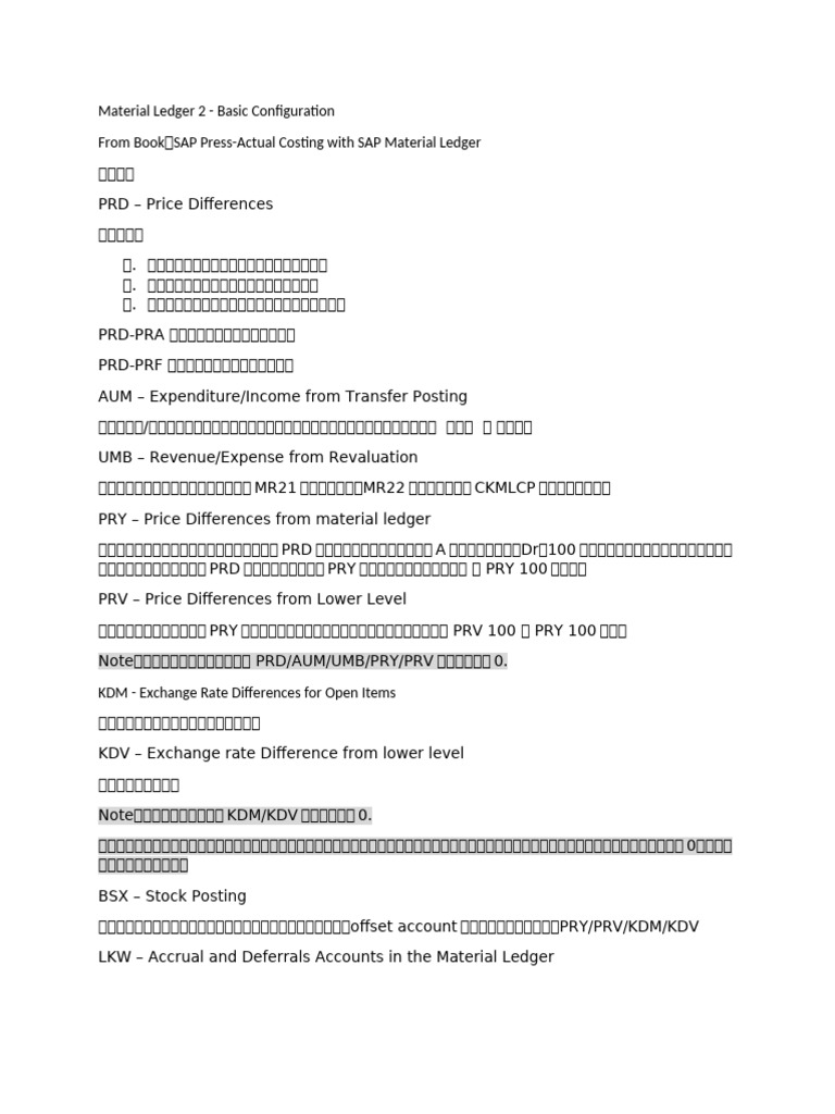 Material Ledger 2 - Basic Configuration | PDF