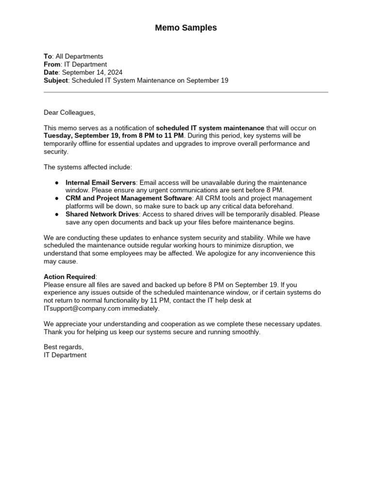 Memo Samples | PDF | Human Resource Management | Computing