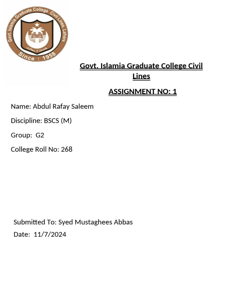 Assignment No 1 | PDF
