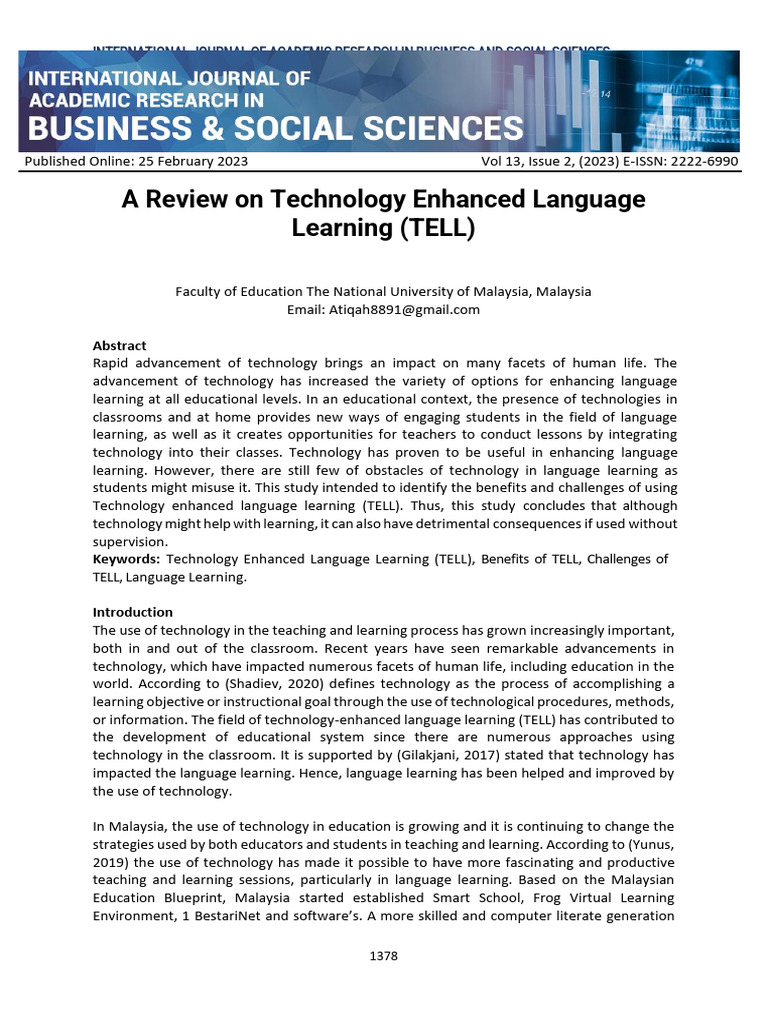 a-review-on-technology-enhanced-language-learning-tell | PDF | Learning ... a-review-on-technology-enhanced-language-learning-tell | PDF | Learning ...