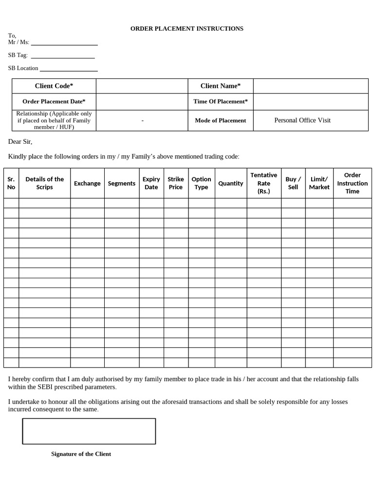 Order Placement Instructions Slip 1717054519 | PDF