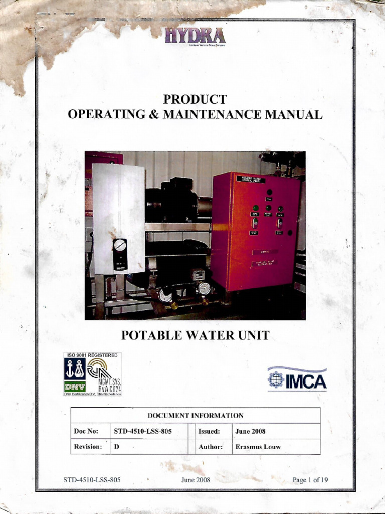 Manual de Operacion y Mantenimiento de La Unidad de Agua Potable | PDF
