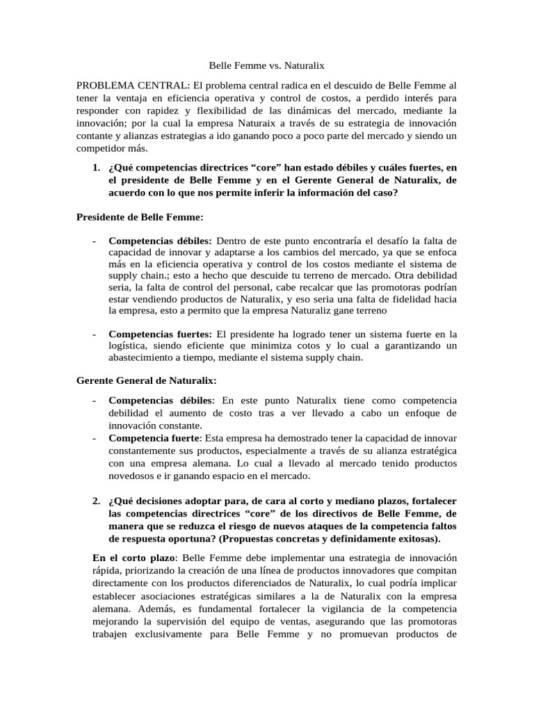 Caso Belle Femme Vs Naturalix | PDF | Business | Mercado (economía)
