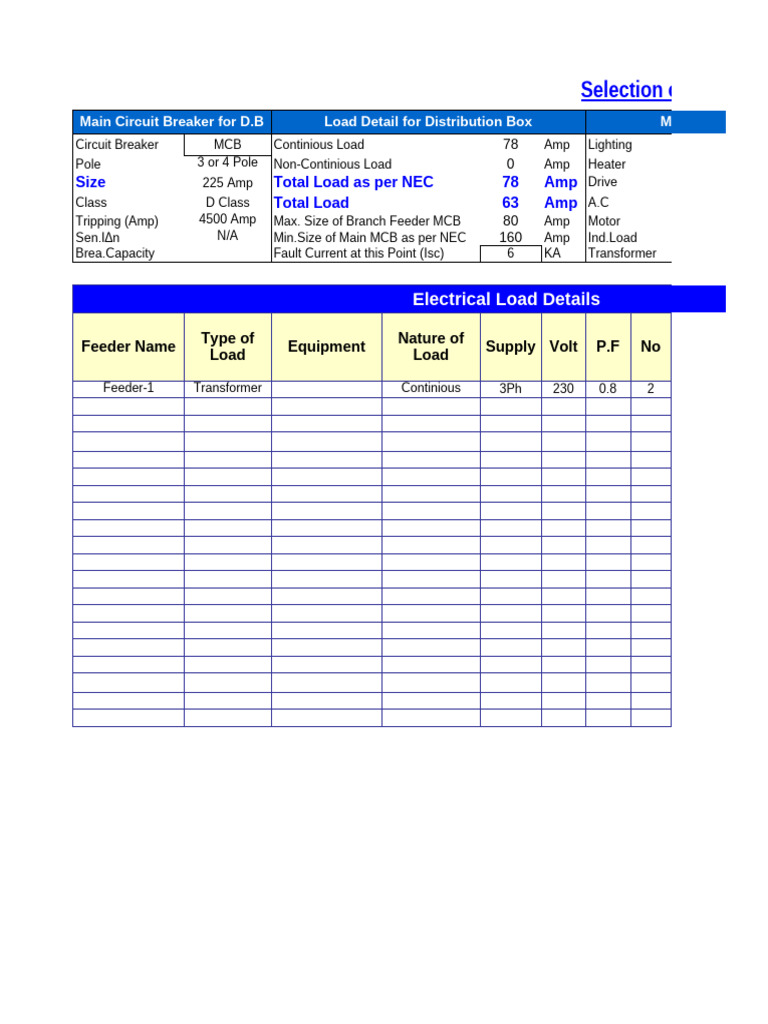Selection of Main - Branch CB As Per NEC-210 (7.7.24) | PDF ...
