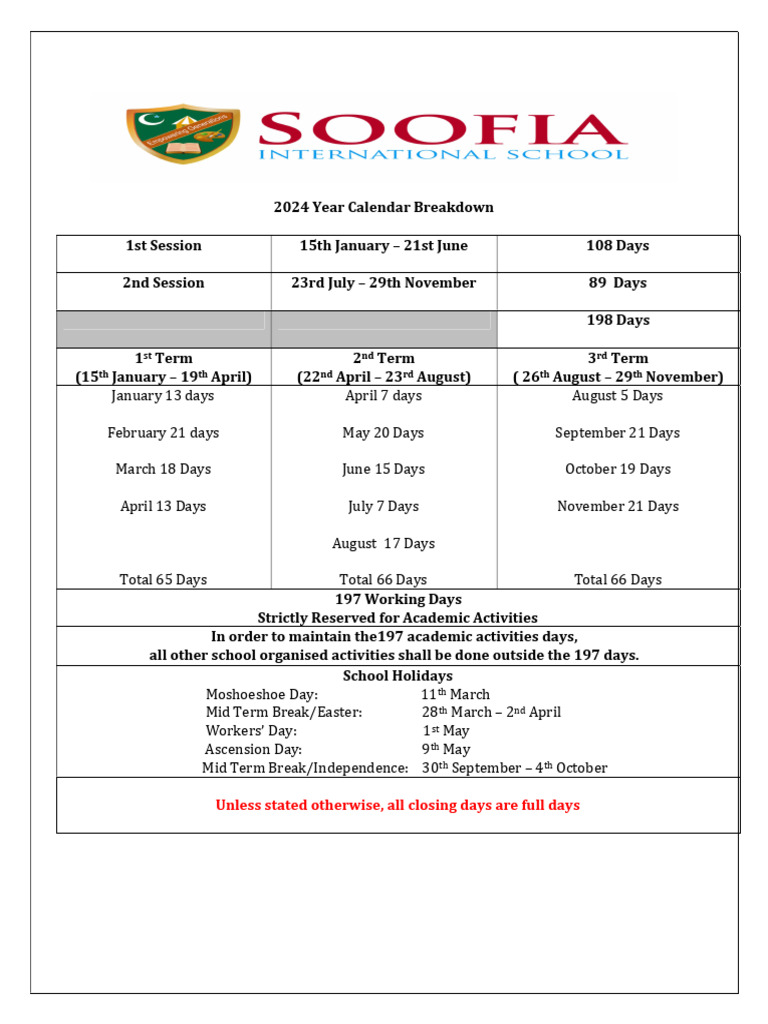 2024 Academic Calendar and Key Dates | PDF