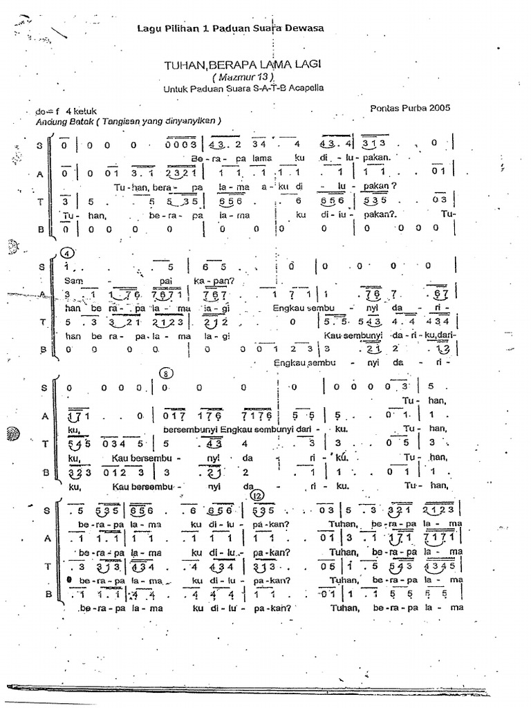 Partitur Tuhan Berapa Lama Lagi | PDF