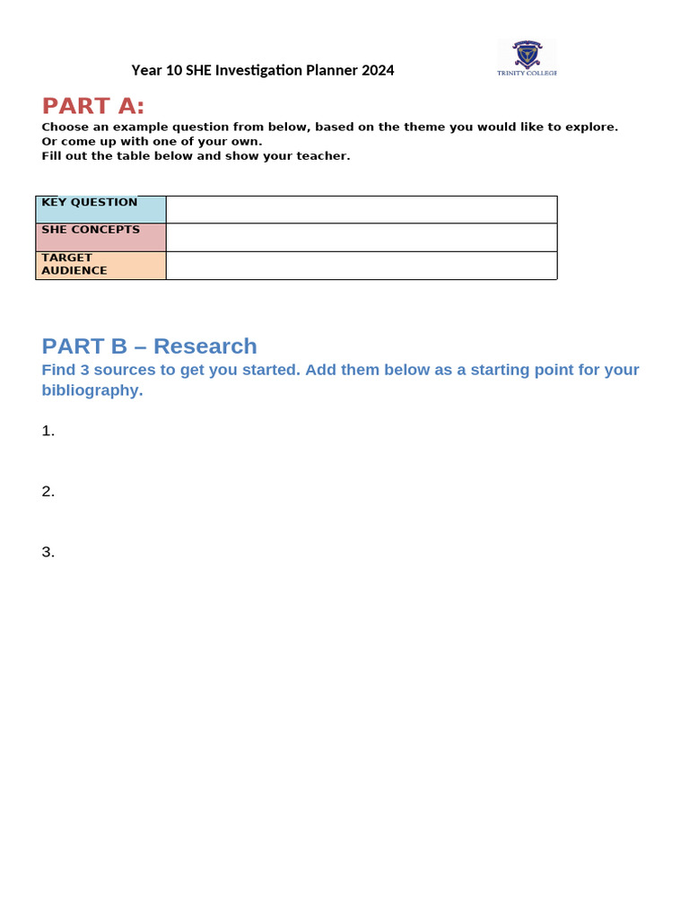 Bio - SHE Task - Scaffold Planner 2024 S2 | PDF | Science | Information