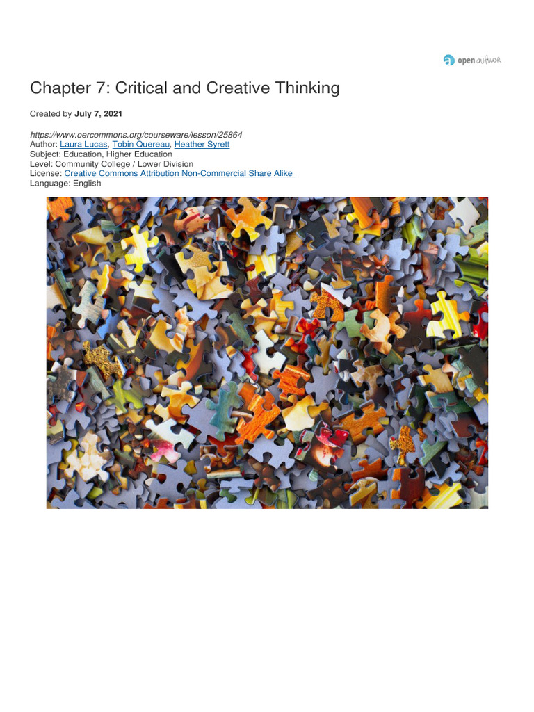 Chapter 7_ Critical and Creative Thinking | PDF | Critical Thinking | Thought