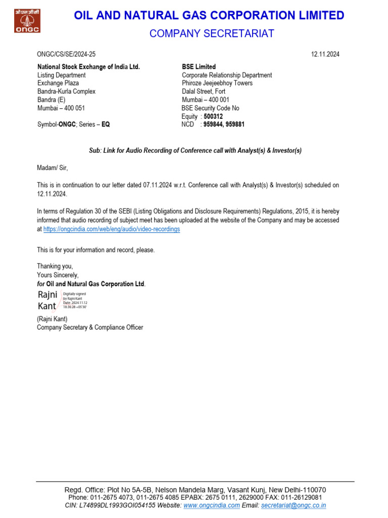 Company Secretariat: Rajni Kant | PDF