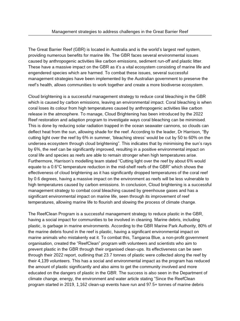 Geography Assessment 1 - Great Barrier Reef | PDF | Coral Reef ...