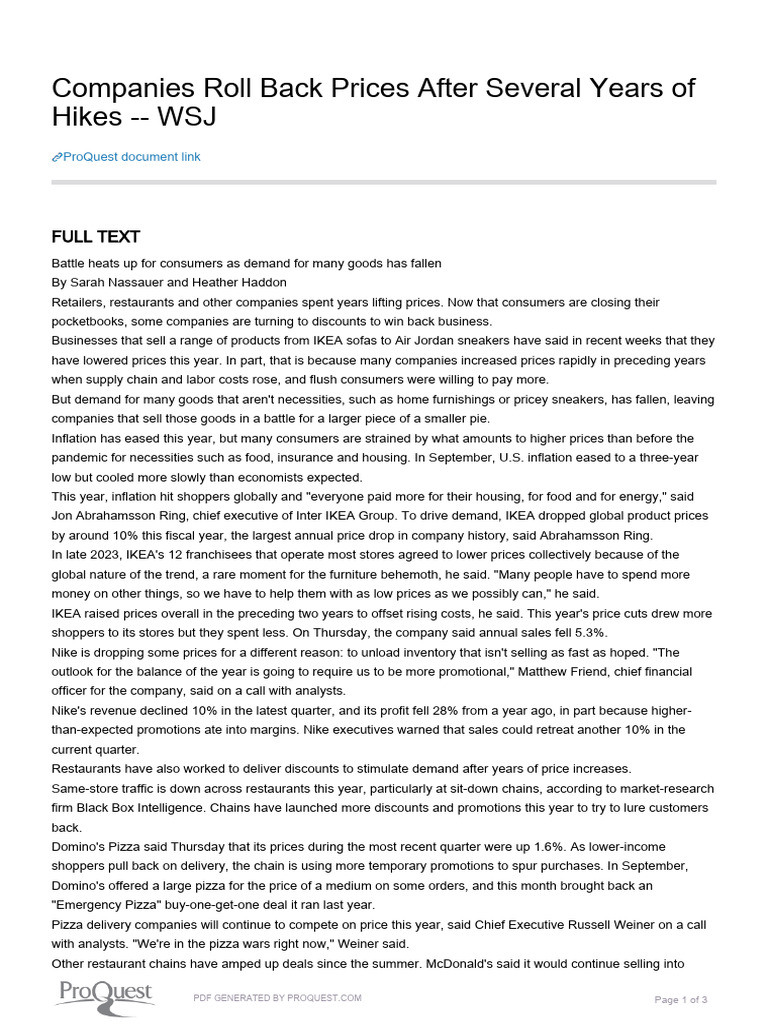 Rollback Prices | PDF | Economies