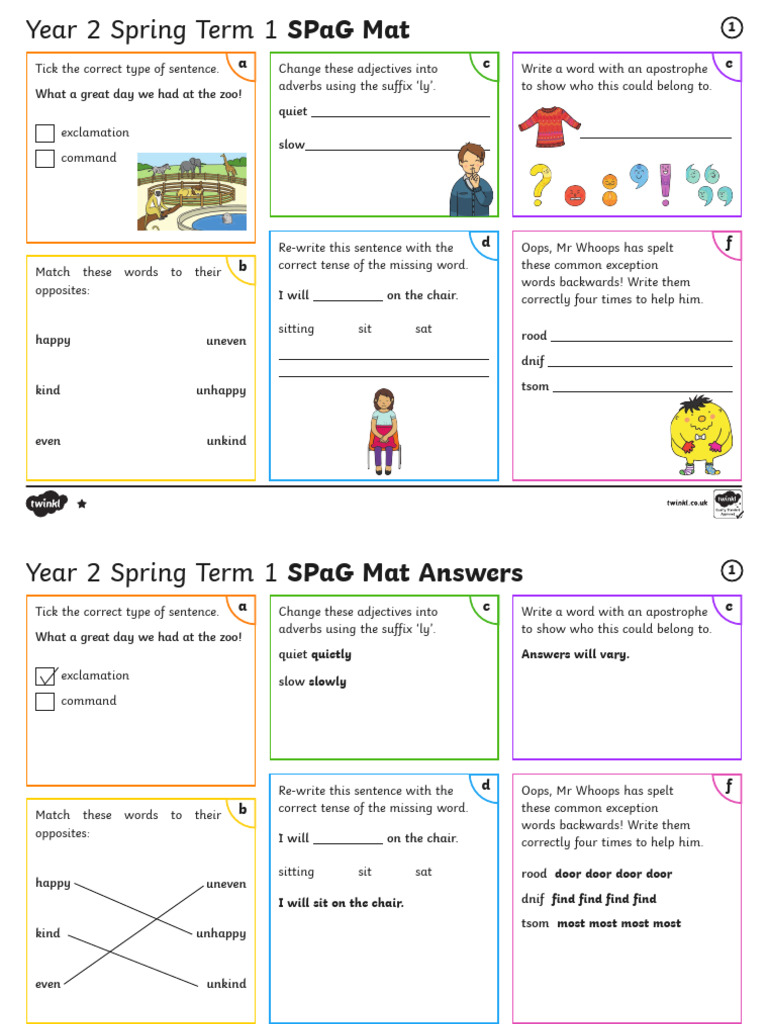 Writing Year-2-Spring-Term-1-Spag-Activity-Mats | PDF | Adverb | Verb