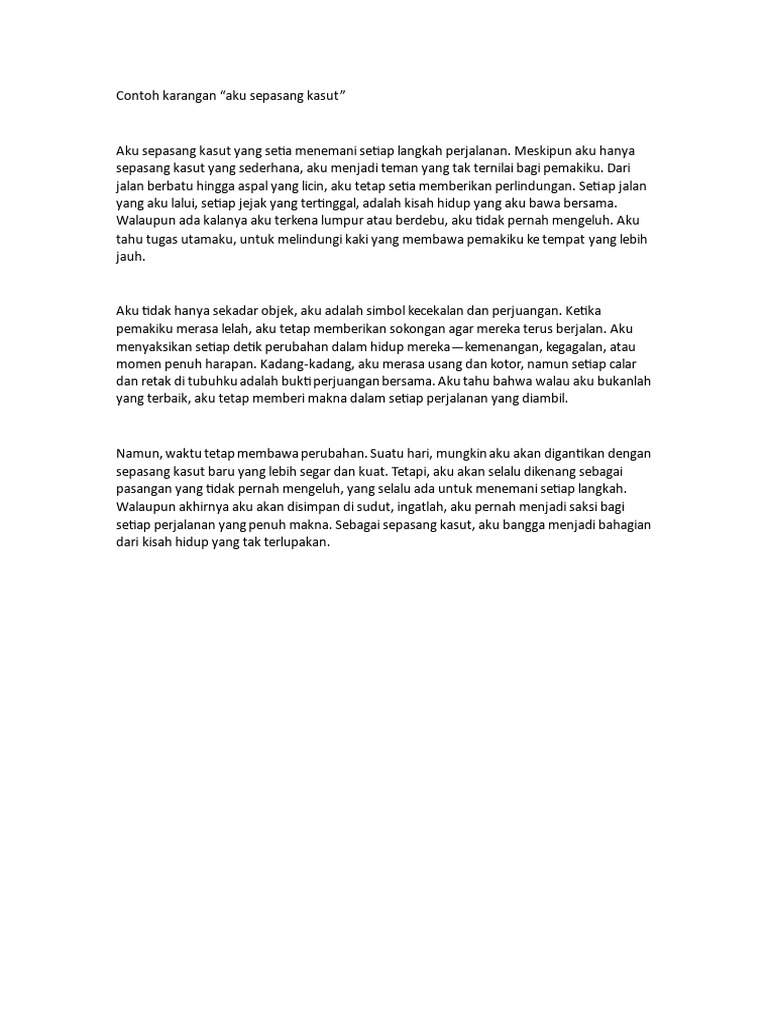 Contoh Karangan "Aku Sepasang Kasut" | PDF