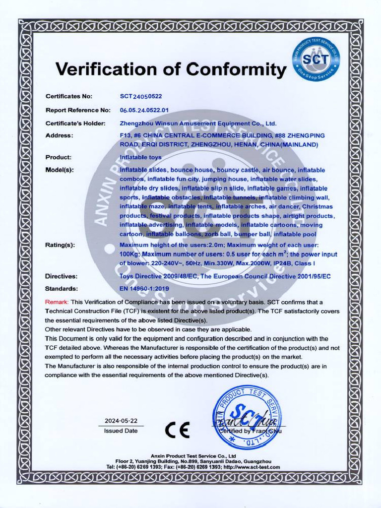 SCT 2024 CE certificate | PDF