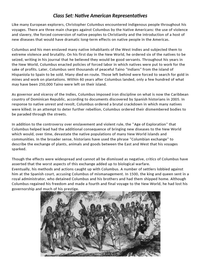 Native+American+Rep +WS | PDF | Christopher Columbus | Slavery