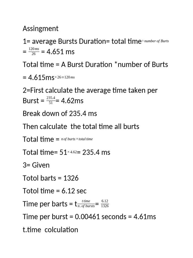Burst Duration and Total Time Calculations | PDF | Teaching Methods & Materials | Art