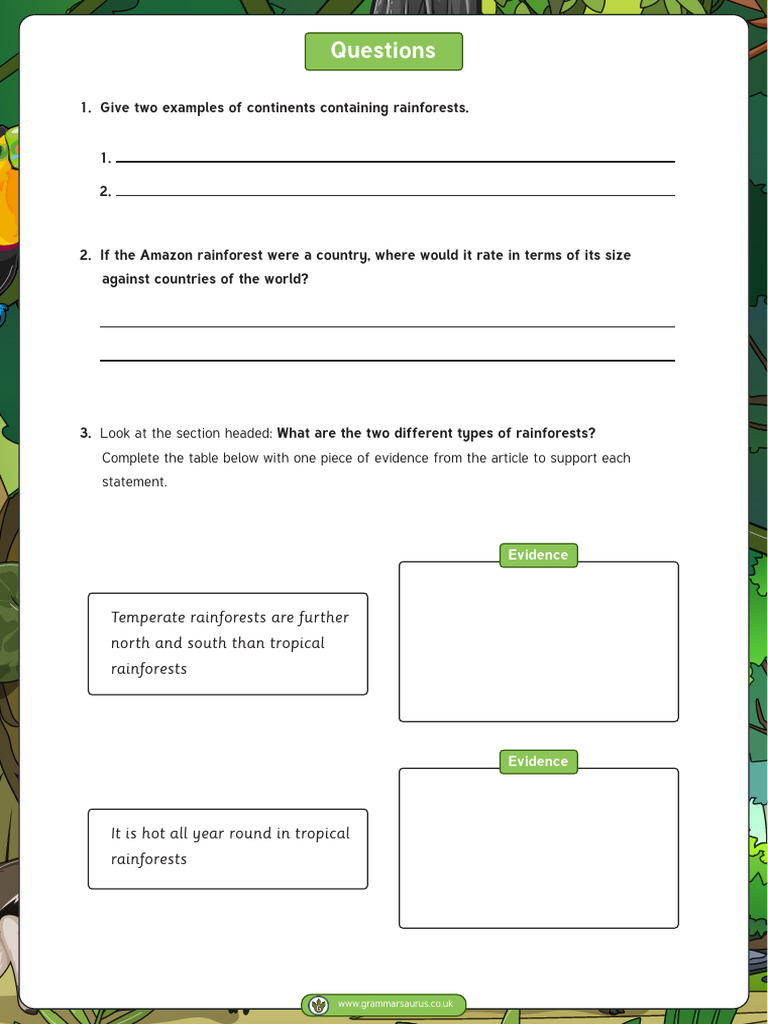 Rainforest Quiz for Students | PDF | Rainforest | Amazon Rainforest