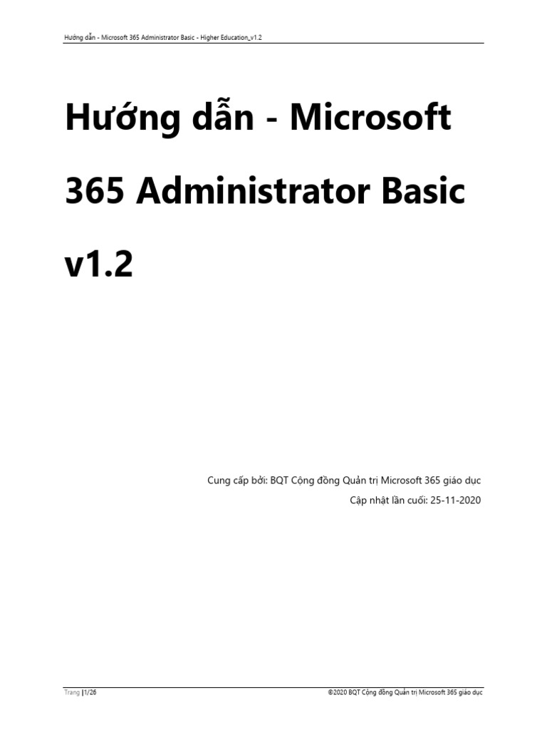 Huong Dan - Microsoft 365 Administrator Basic - Higher Education - v1.2 | PDF