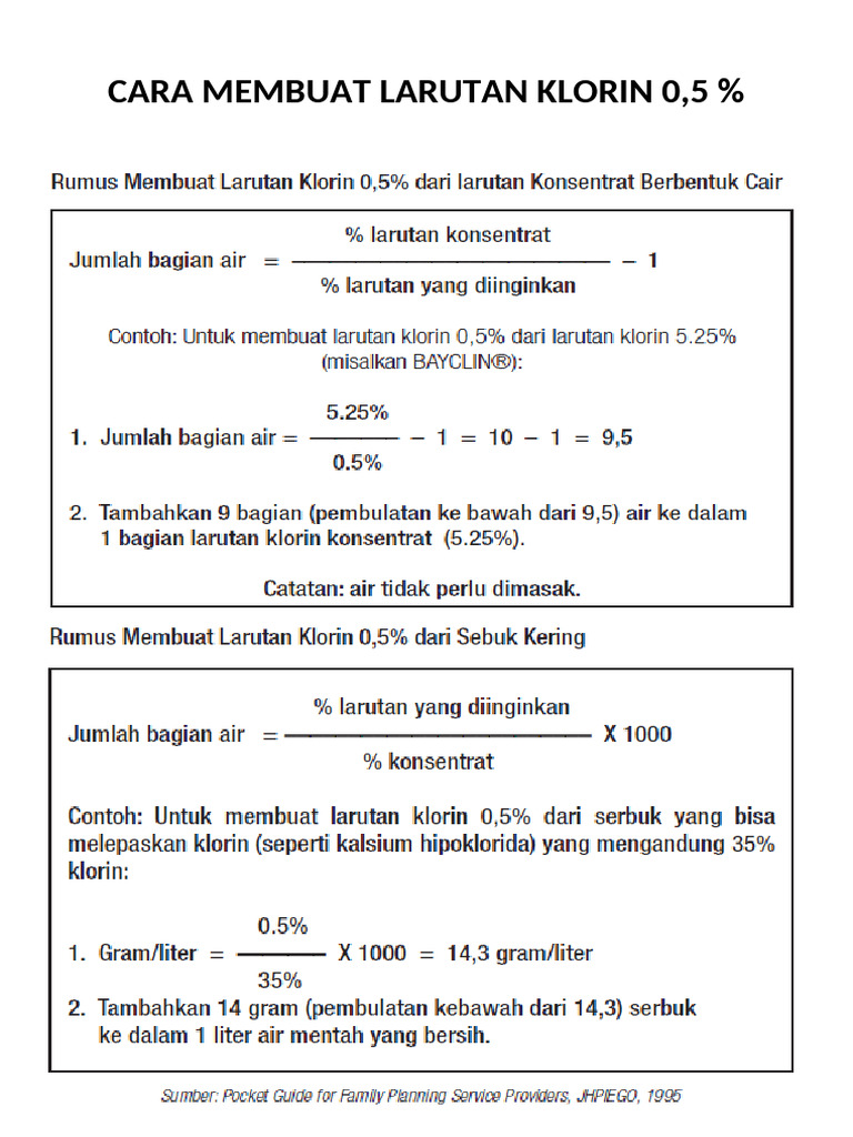 Cara Membuat Larutan Klorin 0 | PDF