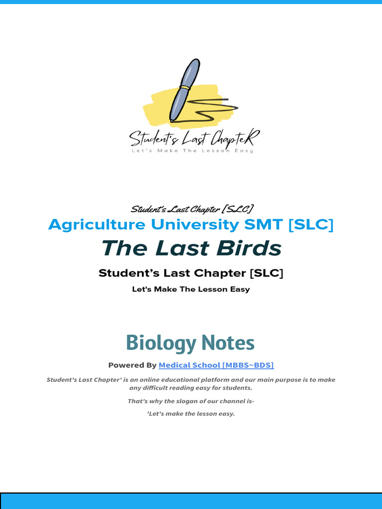 The Last Birds - Biology Notes | PDF