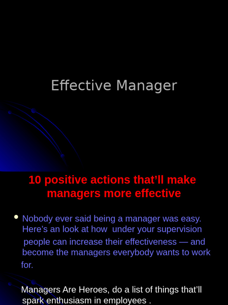 Presentation 01 - Effective Manager | PDF | Career & Growth | Self ...