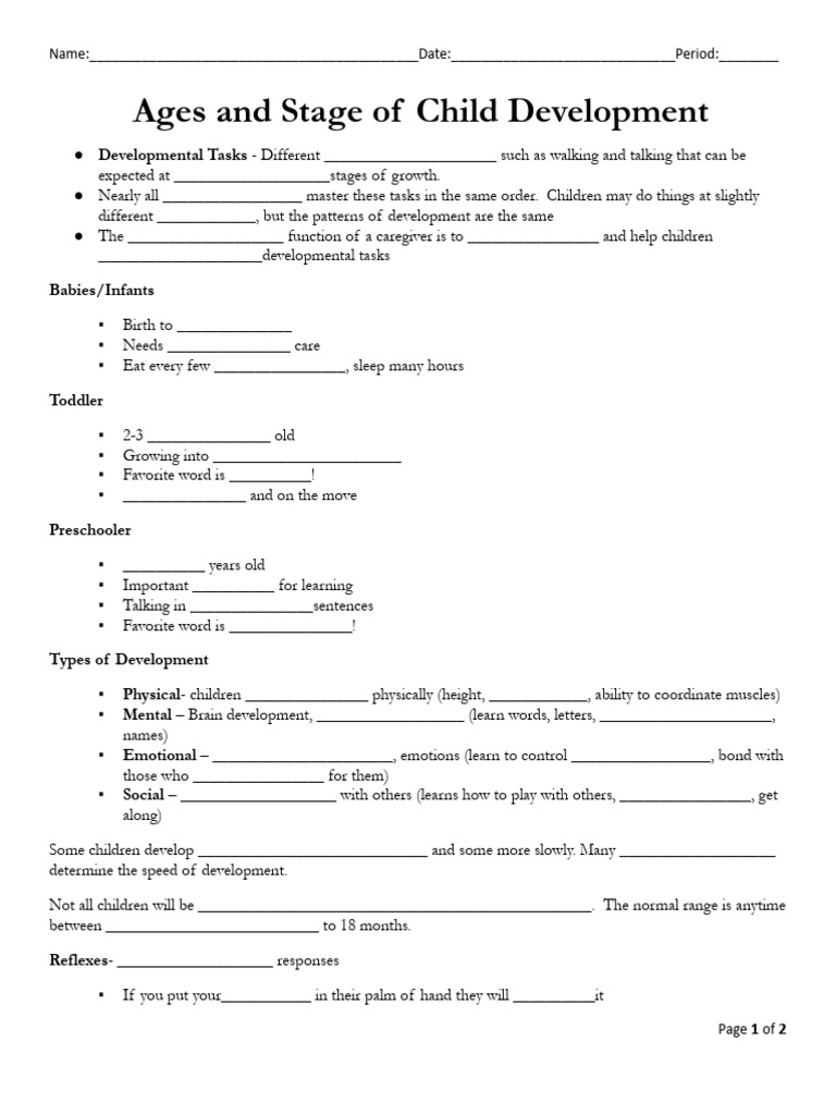 1 A +Ages+and+Stage+Notes | PDF | Child Development | Infants
