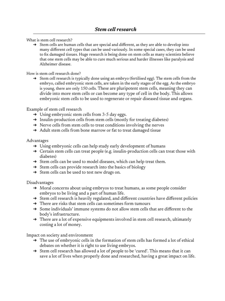 stem cell research | PDF | Stem Cell | Embryo