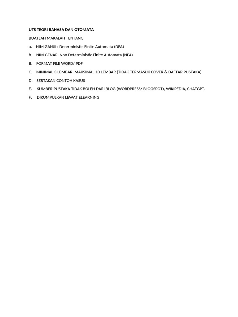 Uts Teori Bahasa Dan Otomata | PDF