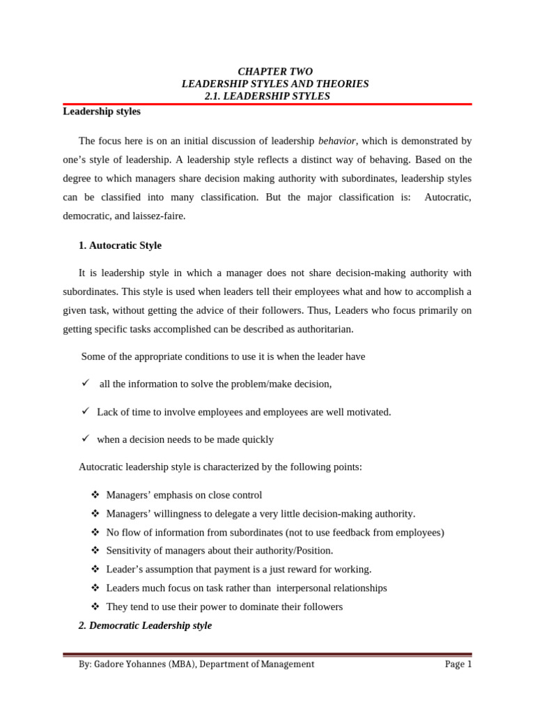 Leadership CHAPTER 2 Edited | PDF | Leadership | Transformational ...